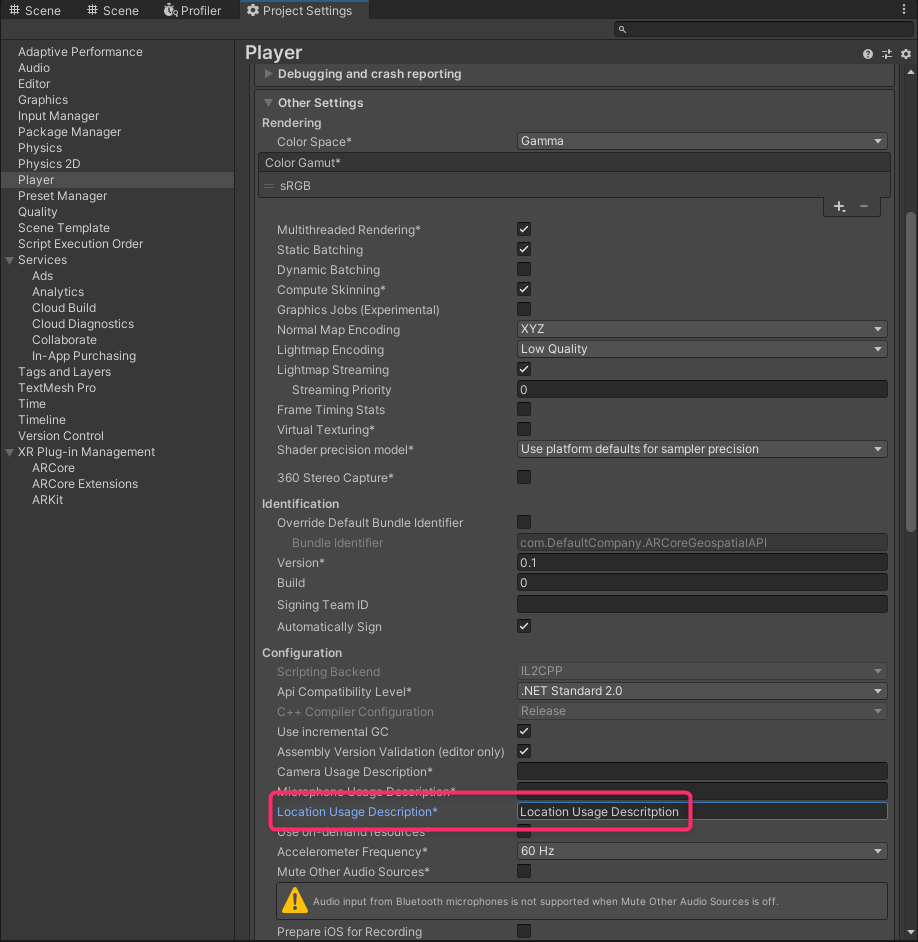 エラー「LocationService class is used but Locations Usage Description is empty. App will not work on ...